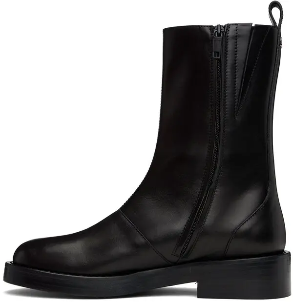 COURREGES Stretch Leather Boots With Embossed Logo And Side Zippers