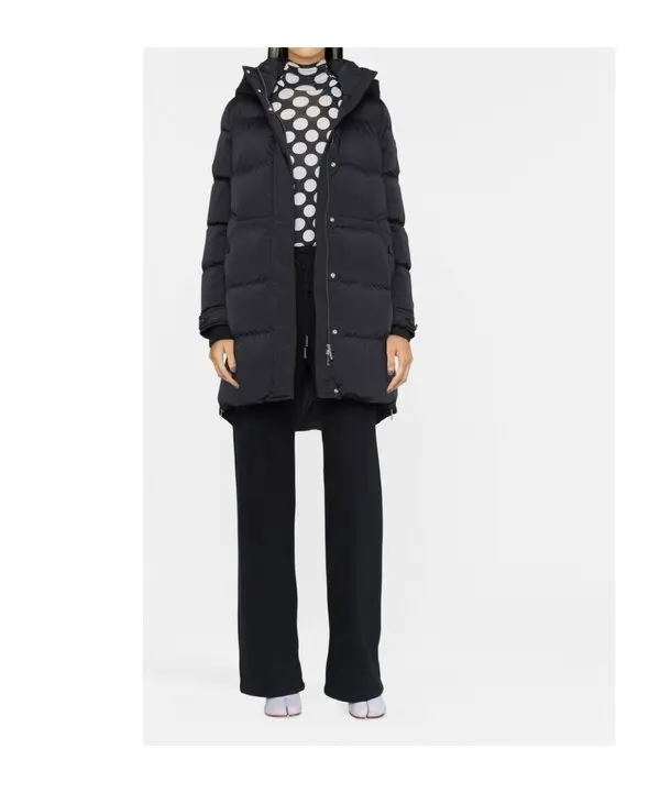 Woolrich Hooded Down Jacket With Zip And Button Details