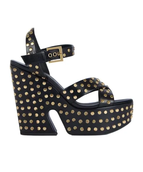 Givenchy Leather Platform Clogs With Stud Embellishments
