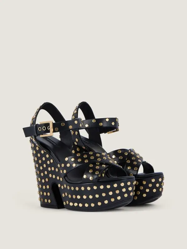 Givenchy Leather Platform Clogs With Stud Embellishments