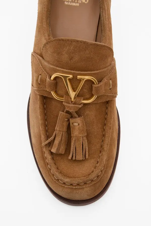 Valentino Garavani Vlogo Signature Loafer Pump 60mm Block Heel - Brown