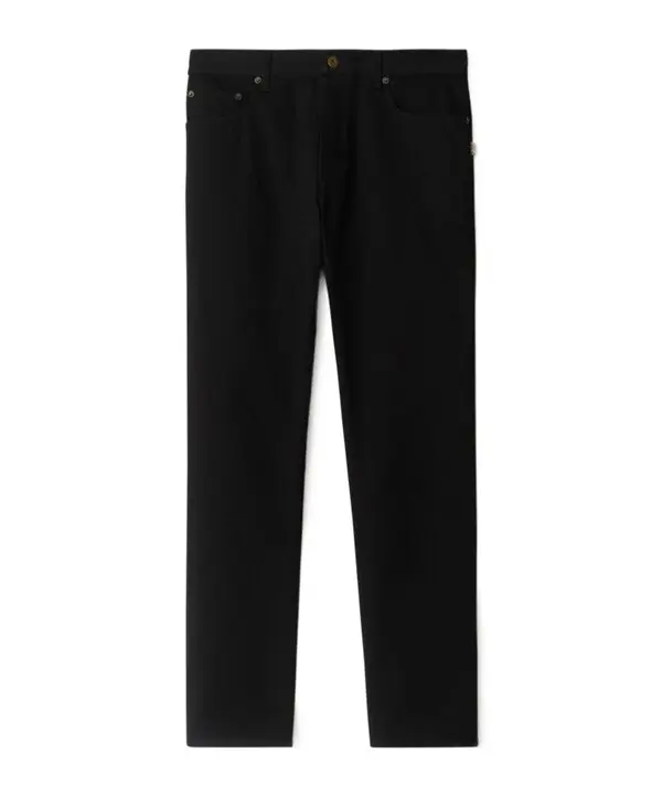 Burberry Slim Fit Jeans With Equestrian Rider Graphic Suede Patch
