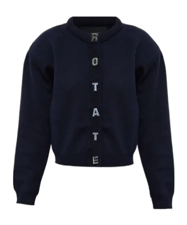 ROTATE BY BIRGER CHRISTENSEN Letter Firm Knit Cardigan - Black
