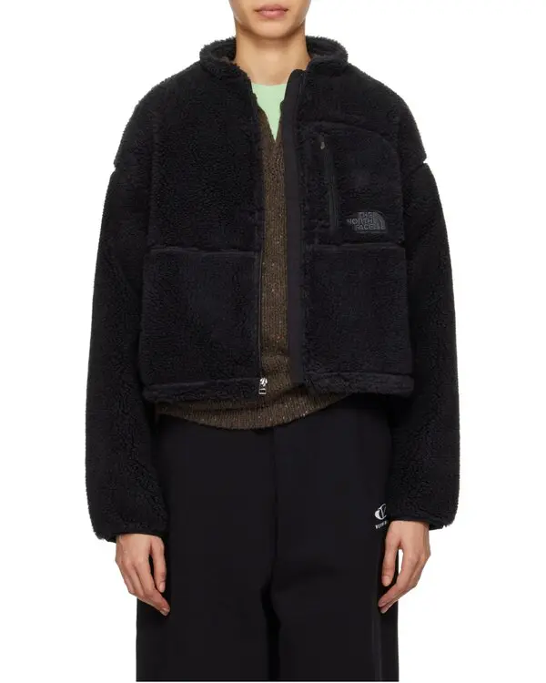 The North Face Logo Embroidered Zip Up Fleece Jacket