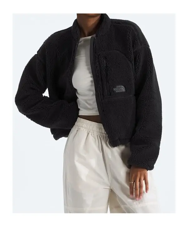 The North Face Logo Embroidered Zip Up Fleece Jacket
