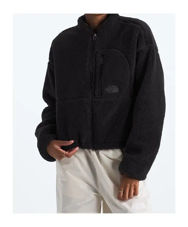 The North Face Logo Embroidered Zip Up Fleece Jacket