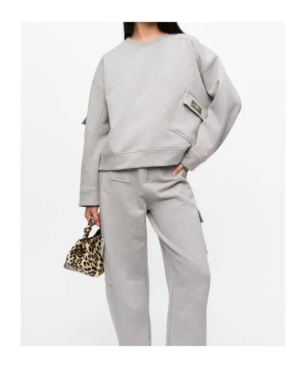 GANNI Crewneck Oversized Sweatshirt With Asymmetrical Pockets