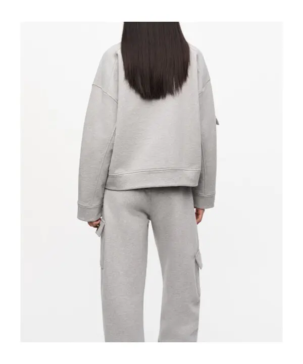 GANNI Crewneck Oversized Sweatshirt With Asymmetrical Pockets