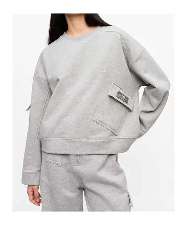 GANNI Crewneck Oversized Sweatshirt With Asymmetrical Pockets