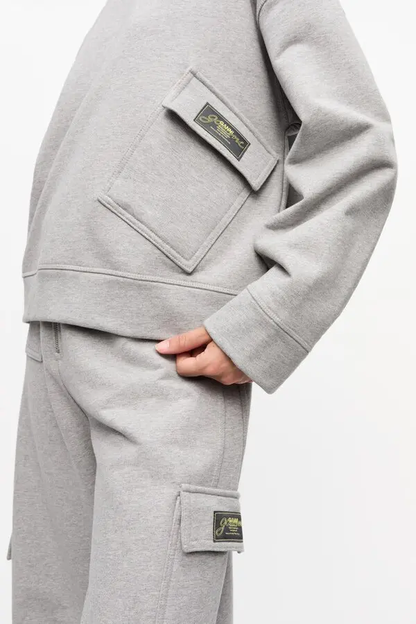 GANNI Crewneck Oversized Sweatshirt With Asymmetrical Pockets