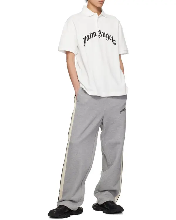 Palm Angels Curved Logo Embroidered Polo Shirt