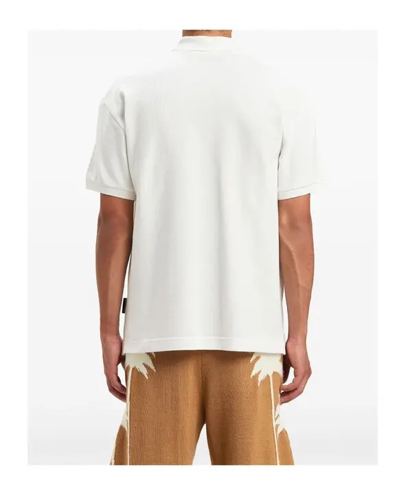 Palm Angels Curved Logo Embroidered Polo Shirt