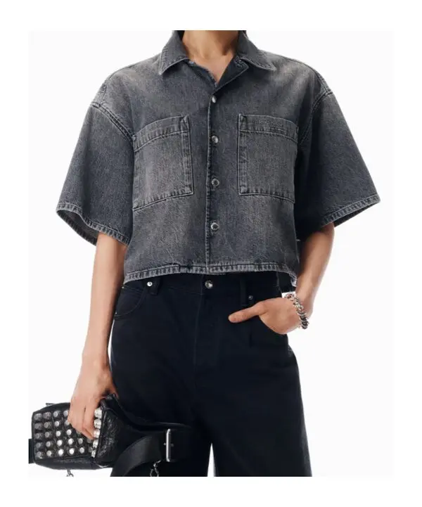 Alexander Wang Cropped Boxy Short-sleeve Shirt