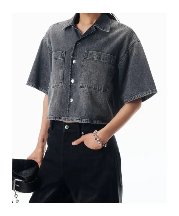 Alexander Wang Cropped Boxy Short-sleeve Shirt