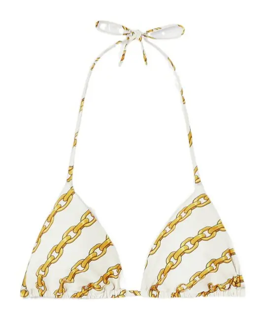 Versace Logo Triangle-cup Tie-fastened Bikini Top - White