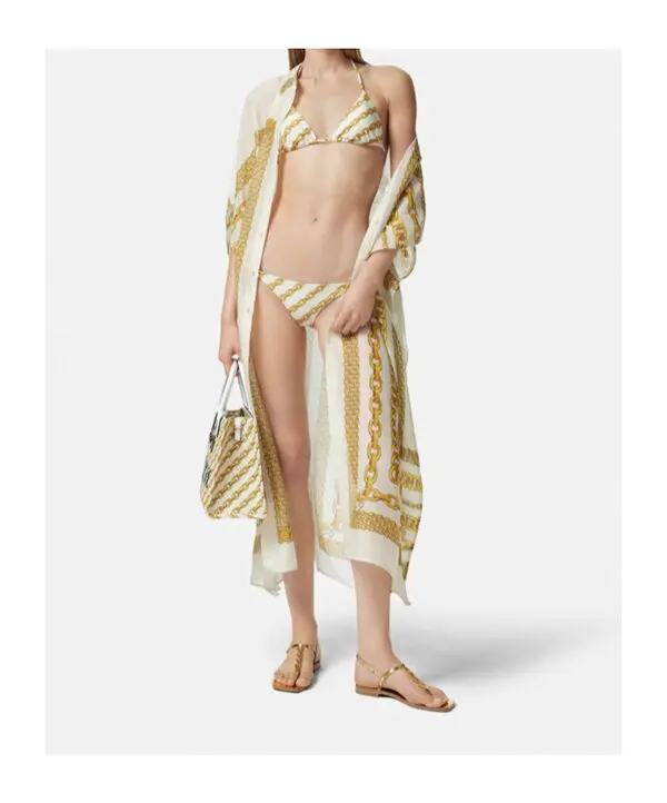 Versace Logo Triangle-cup Tie-fastened Bikini Top