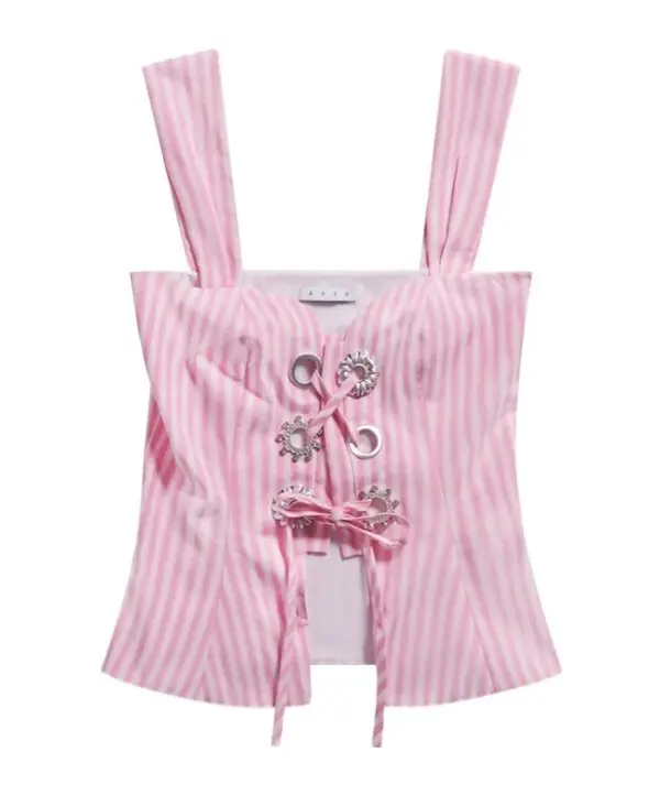AREA Grommet Poplin Corset Top - Pink