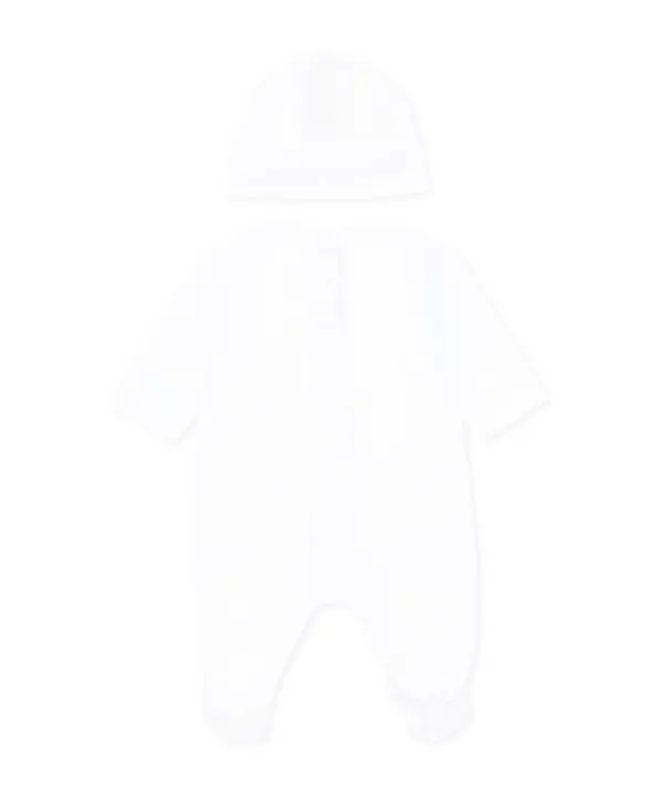 Balmain Logo Print Babygrow Set With Hat