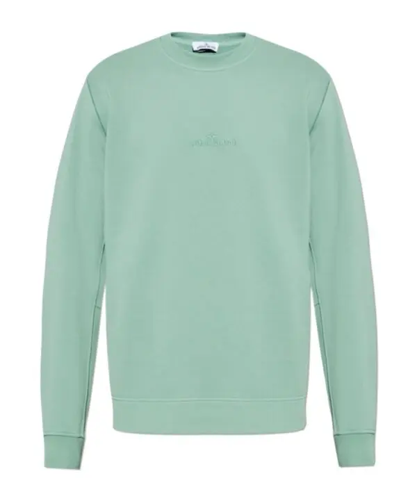 Stone Island Logo Embroidered Crewneck Sweatshirt - Green