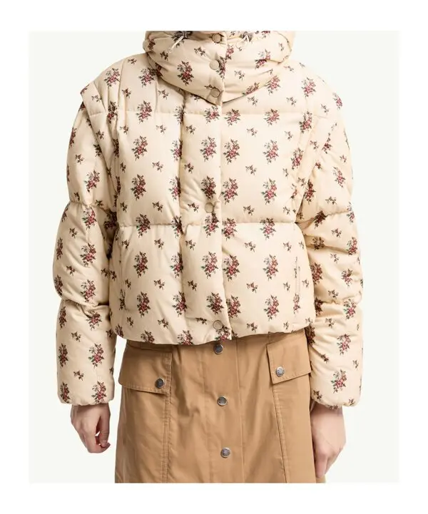 Moncler Torcol Hooded Floral Print Down Jacket