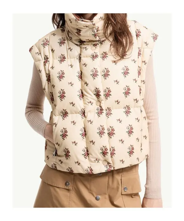Moncler Torcol Hooded Floral Print Down Jacket