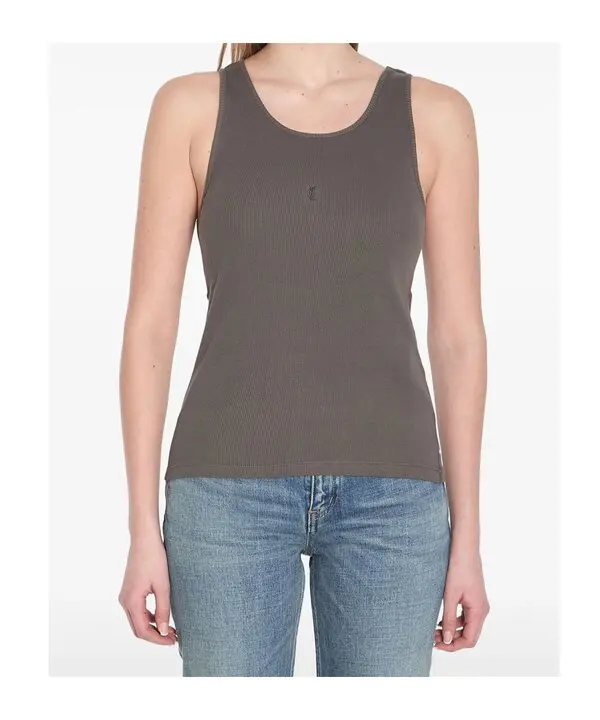 Saint Laurent Cassandre Ribbed Tank Top