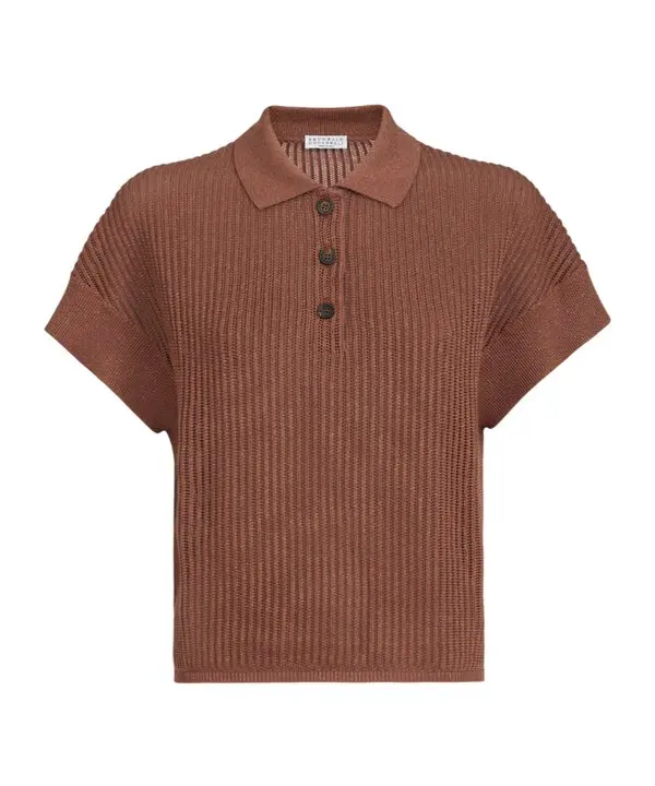 Brunello Cucinelli Ribbed Knit Polo Shirt