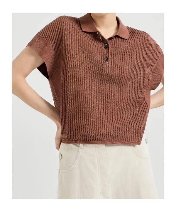 Brunello Cucinelli Ribbed Knit Polo Shirt