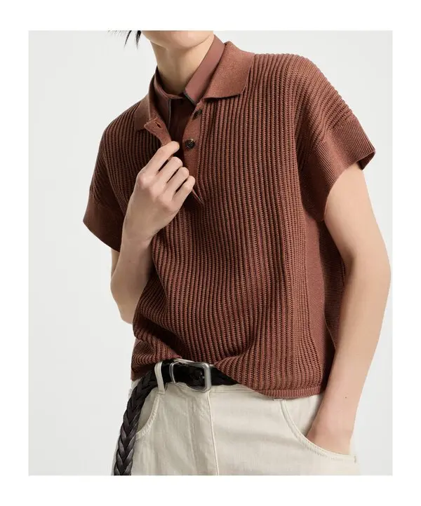 Brunello Cucinelli Ribbed Knit Polo Shirt