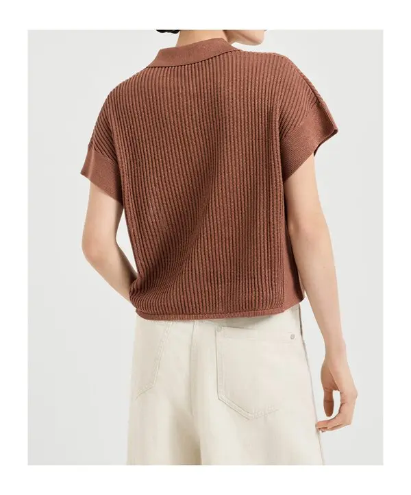 Brunello Cucinelli Ribbed Knit Polo Shirt
