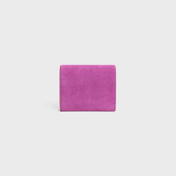 Celine Small Flap Wallet Triomphe In Suede Calfskin