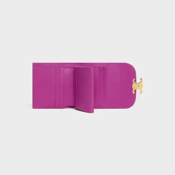 Celine Small Flap Wallet Triomphe In Suede Calfskin