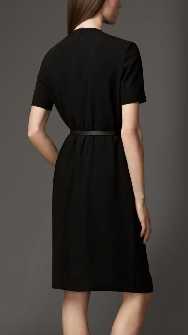 Burberry Round Neck Short Sleeve Belted Dress