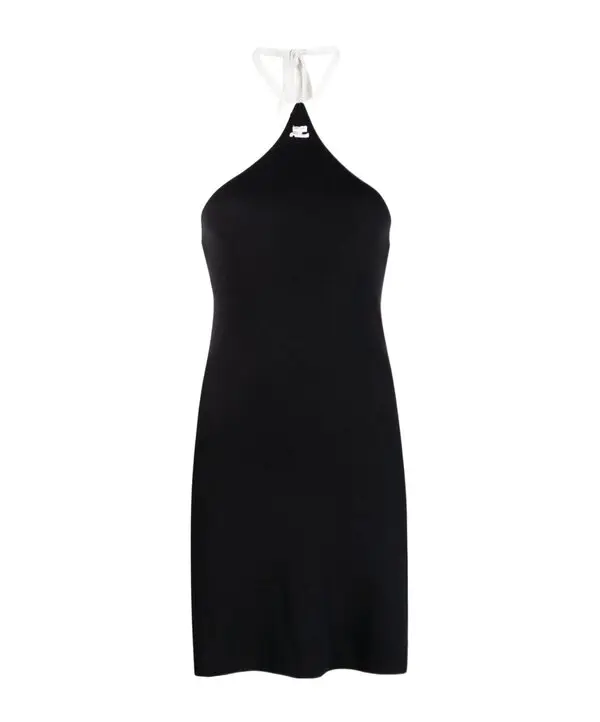 COURREGES Logo-embroidered Halterneck Dress