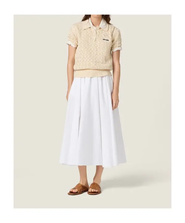 Miu Miu Cotton Crochet Knit Polo Shirt