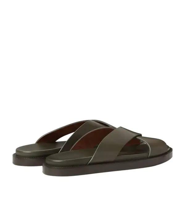 Loro Piana Riviera Slide Walk Sandals - Cedar Green