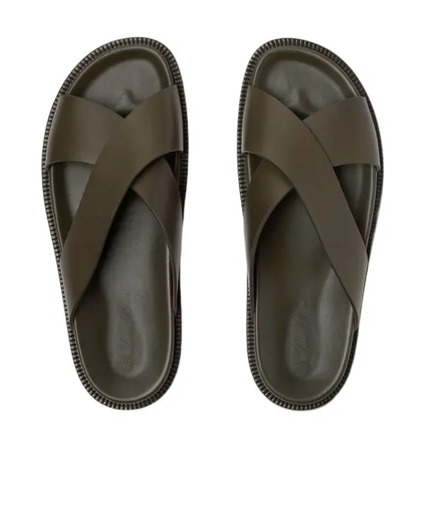 Loro Piana Riviera Slide Walk Sandals - Cedar Green