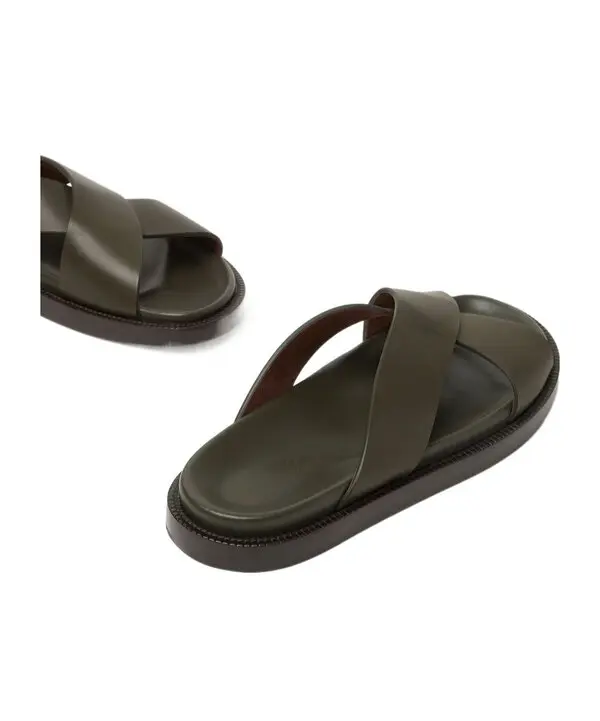 Loro Piana Riviera Slide Walk Sandals - Cedar Green
