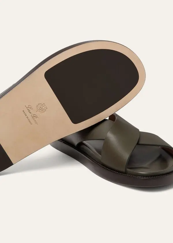 Loro Piana Riviera Slide Walk Sandals - Cedar Green