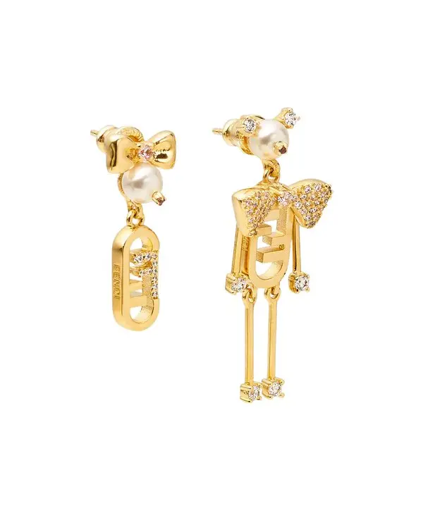 Fendi O'lock Asymmetrical Earrings - Gold