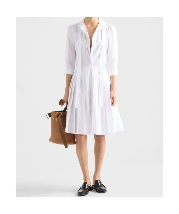 Prada Pleated Poplin Shirt Dress