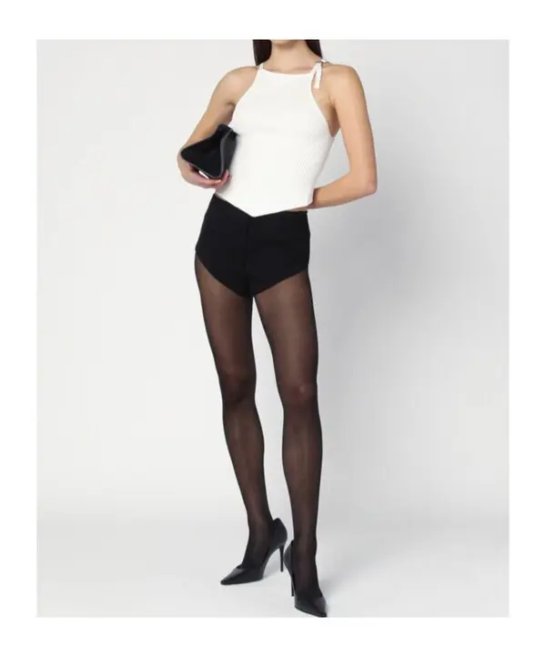 COURREGES Ribbed Top With Asymmetrical Hem And Buckle Detail - White