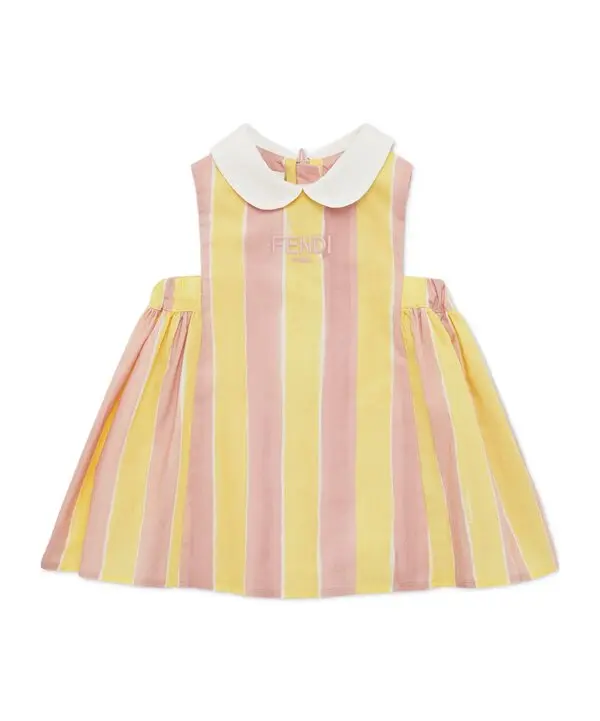 Fendi Pequin Pattern Poplin Baby Dress