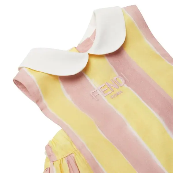 Fendi Pequin Pattern Poplin Baby Dress