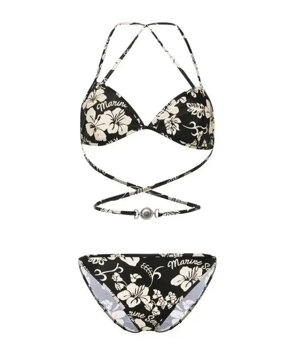 MARINE SERRE Floral Print Active Jersey Bikini - Multicolor