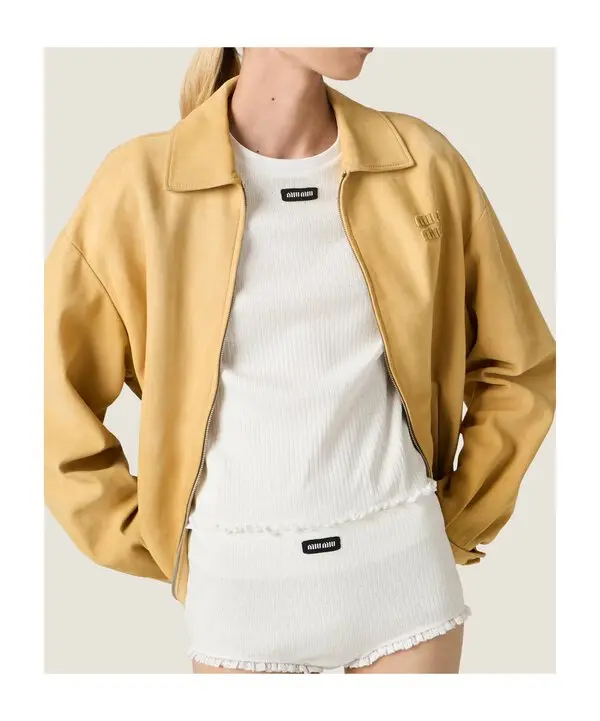 Miu Miu Waxed Suede Blouson Jacket