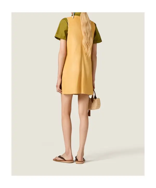 Miu Miu Waxed Suede Button-up Dress - Yellow