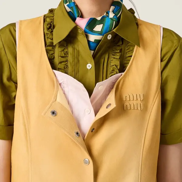 Miu Miu Waxed Suede Button-up Dress - Yellow