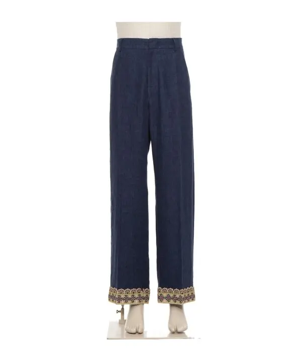 Valentino Garavani Floral Detailed Straight Leg Trousers - Black