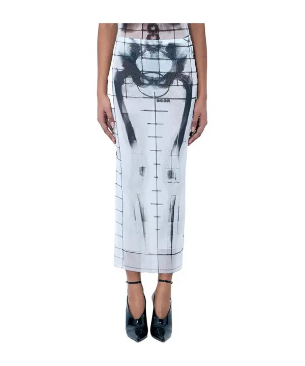 JEAN PAUL GAULTIER Squeletor" Printed Mesh Skirt - Multicolor